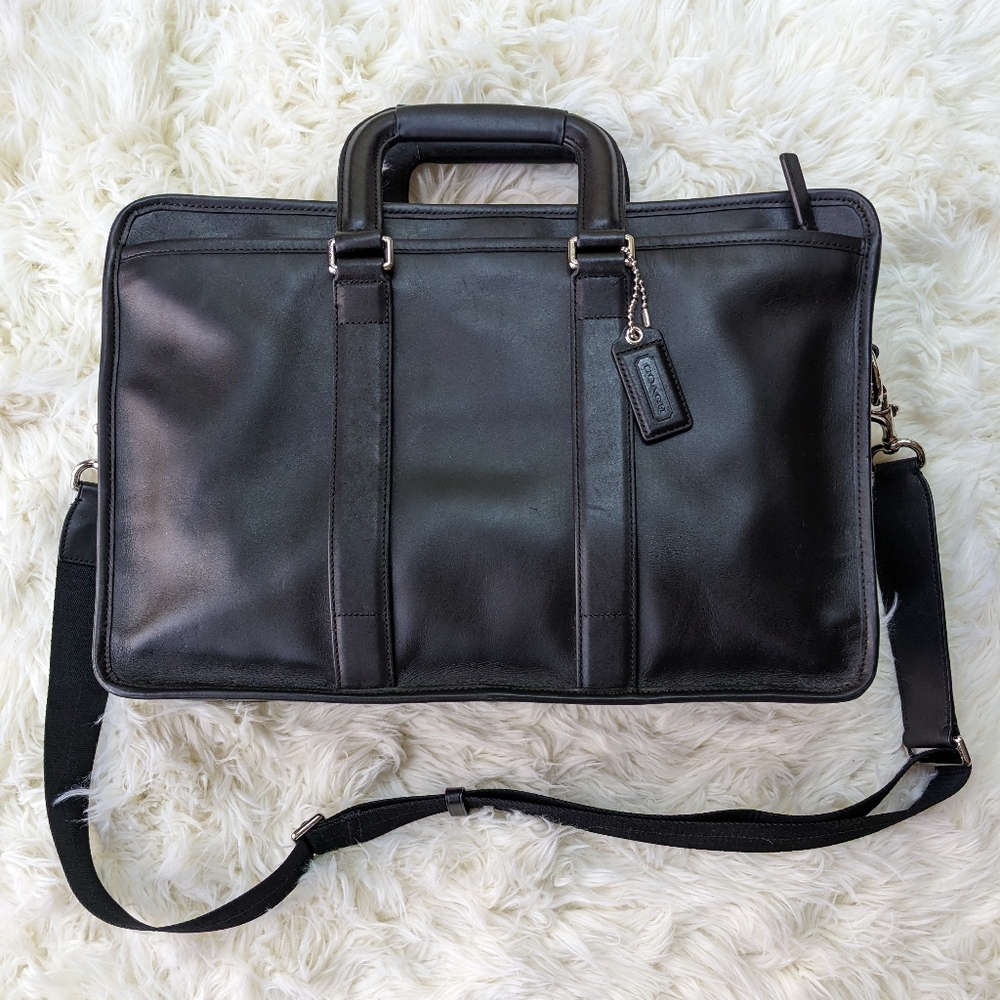 Coach Lexington Embassy Brief - Unisex, Black Leather… - Gem